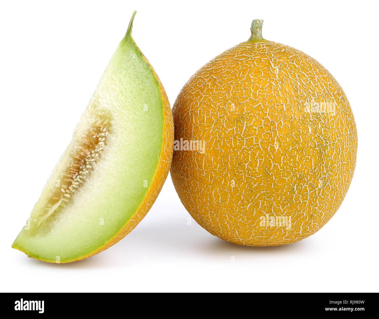 Melon fruit isolated on white background Stock Photo - Alamy
