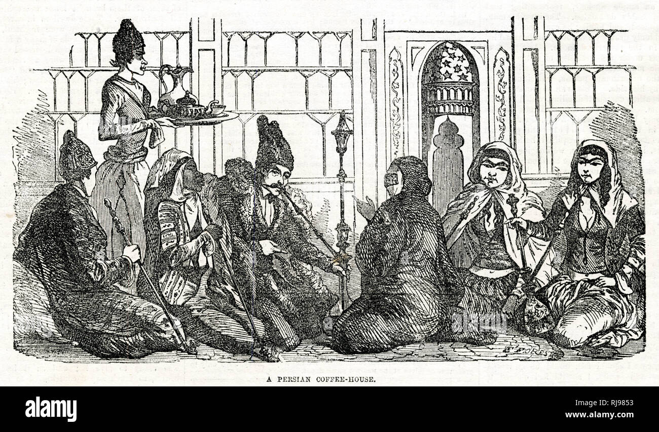 Persian coffee house 1856 Stock Photo - Alamy