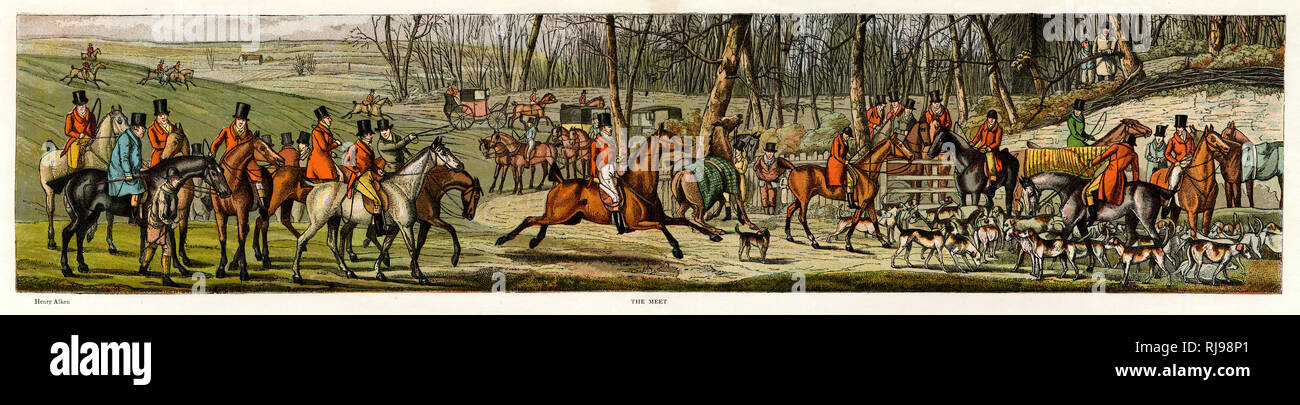 Fox hunting, the meet 1820 Stock Photo - Alamy