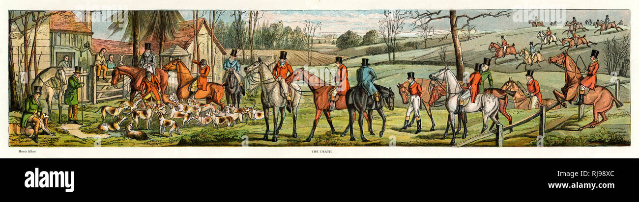 Fox hunting, the kill 1820 Stock Photo - Alamy