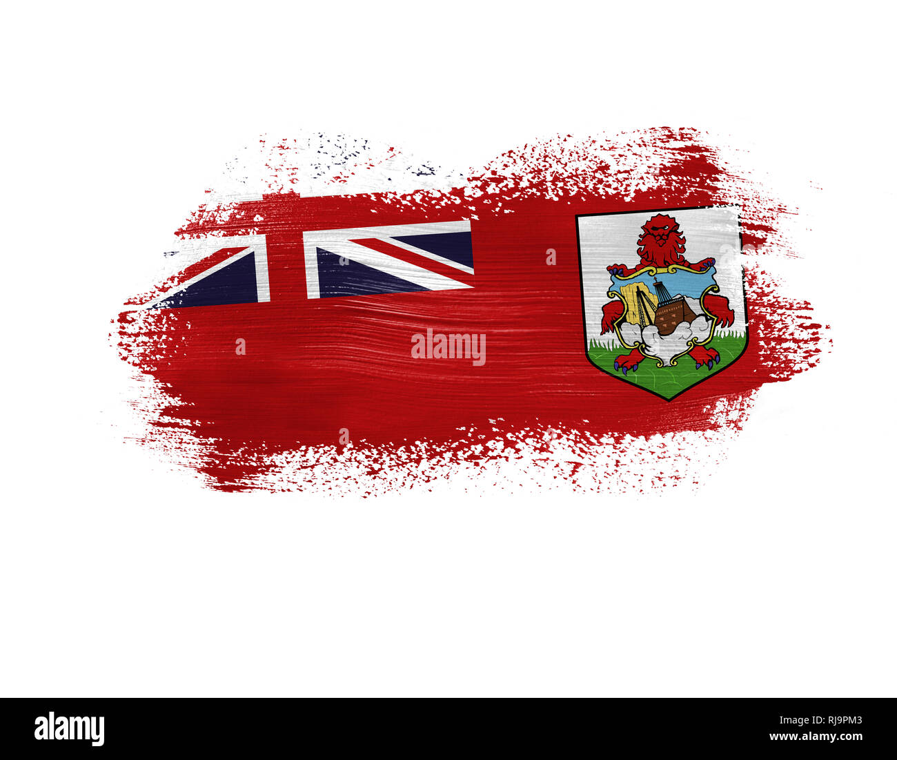 brush painted flag of Bermuda Islands isolated on white background ...