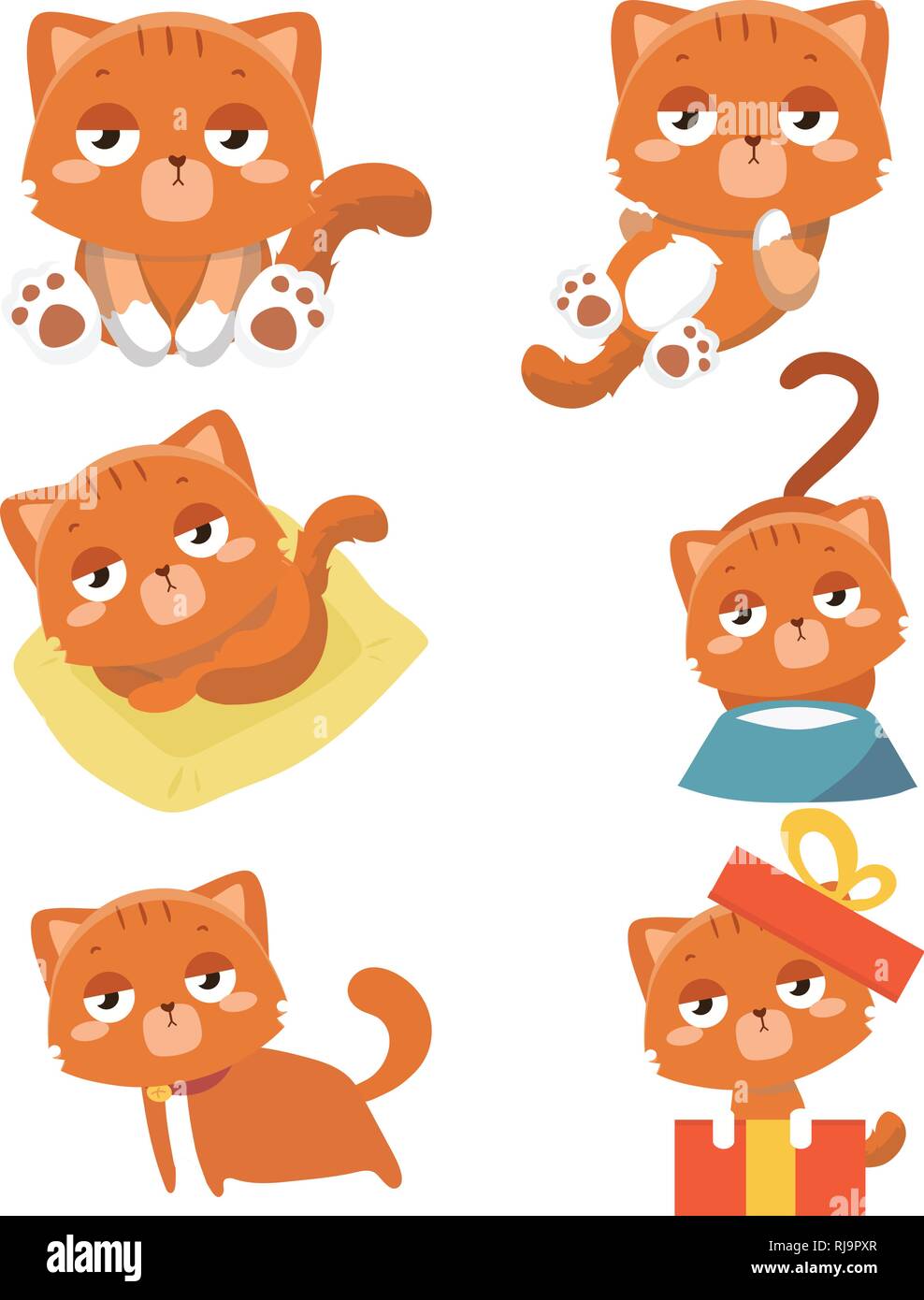 Set Of Different Cartoon Cats Stock Vector Image And Art Alamy