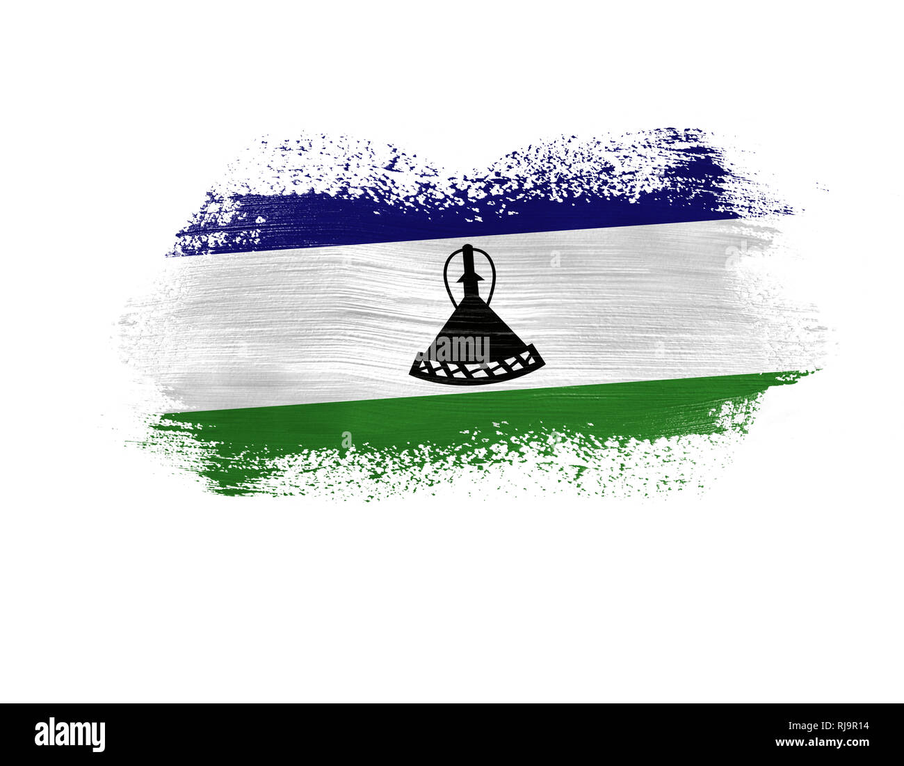 brush painted flag of Lesotho isolated on white background Stock Photo ...