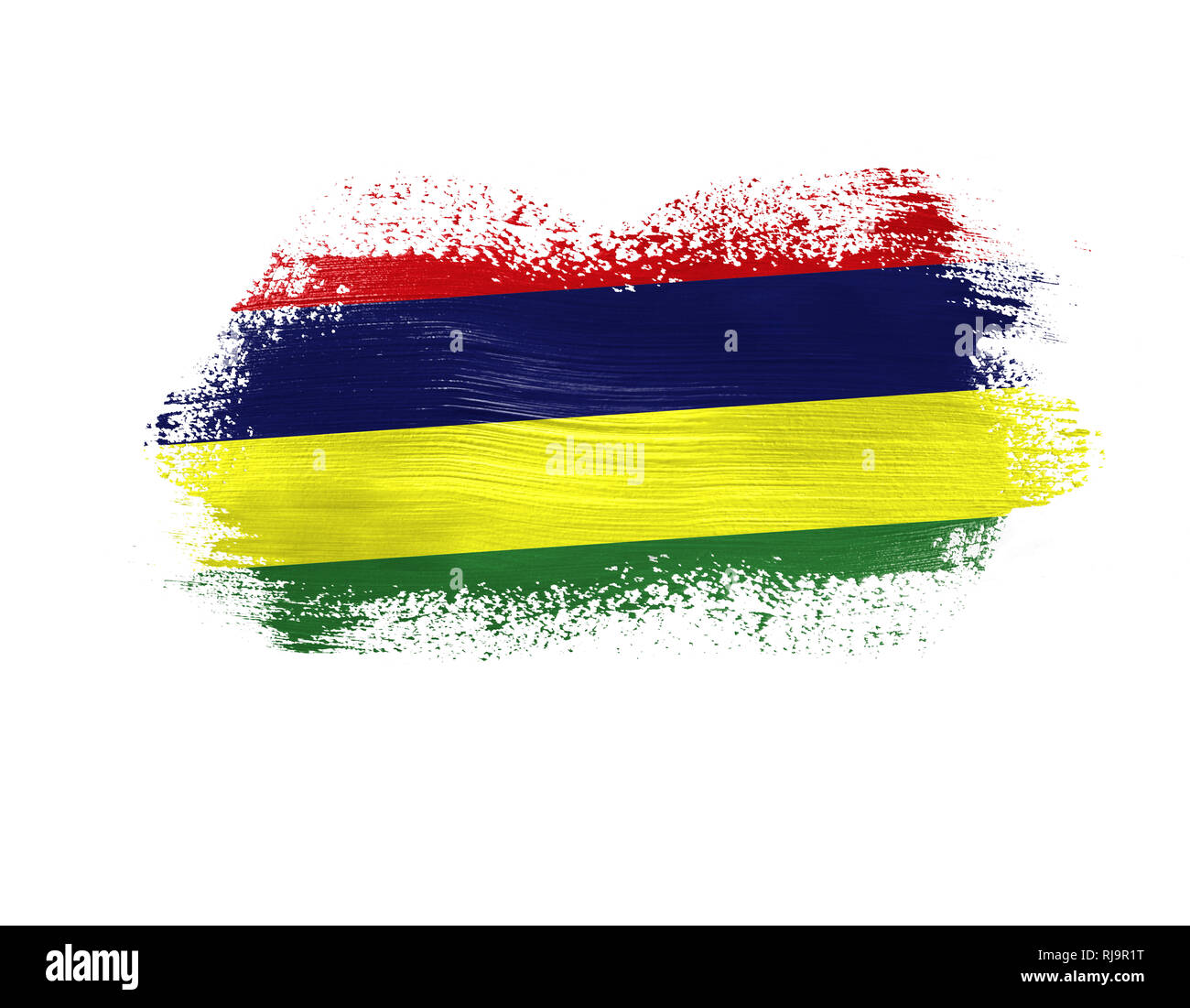 brush painted flag of Mauritius isolated on white background Stock ...