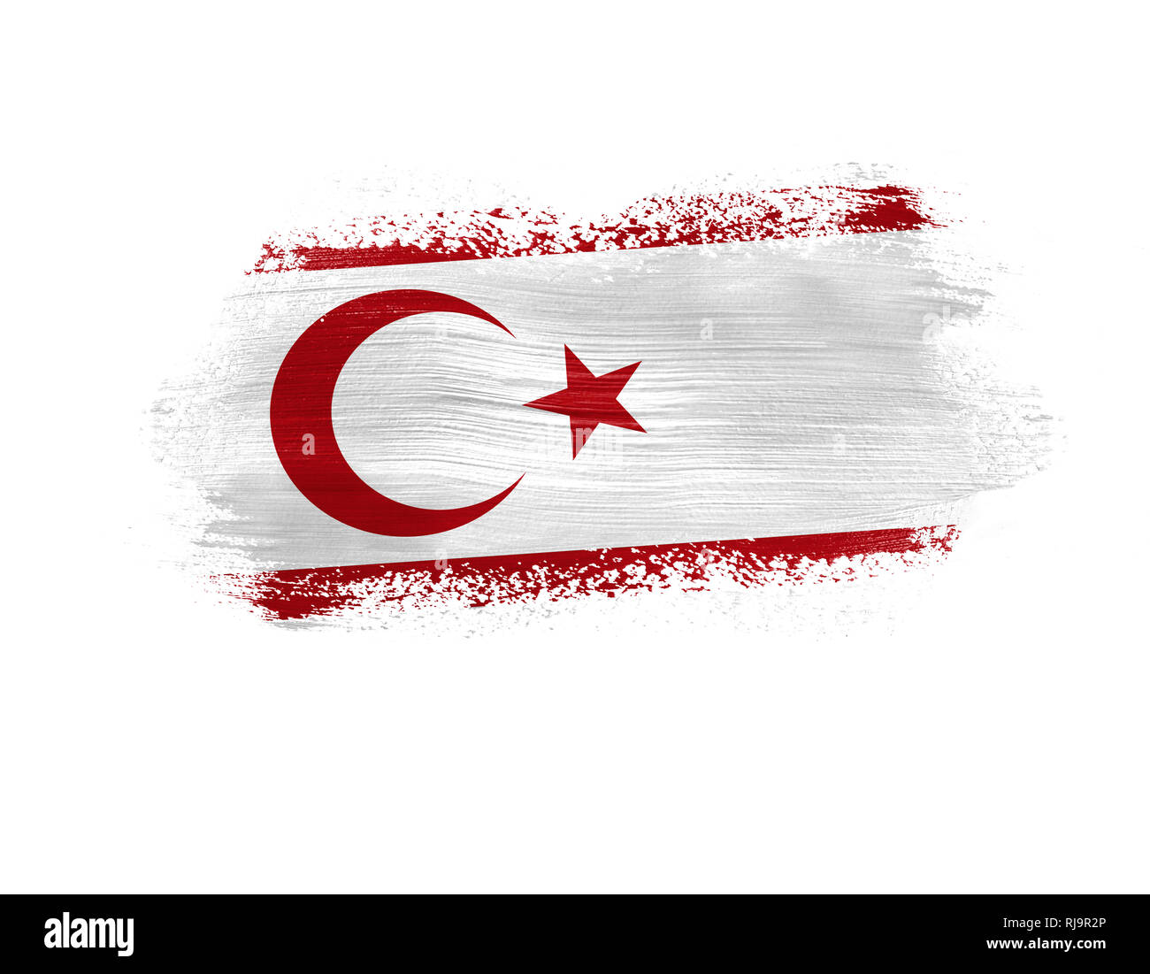 brush painted flag of Turkish Republic of Northern Cyprus isolated on ...