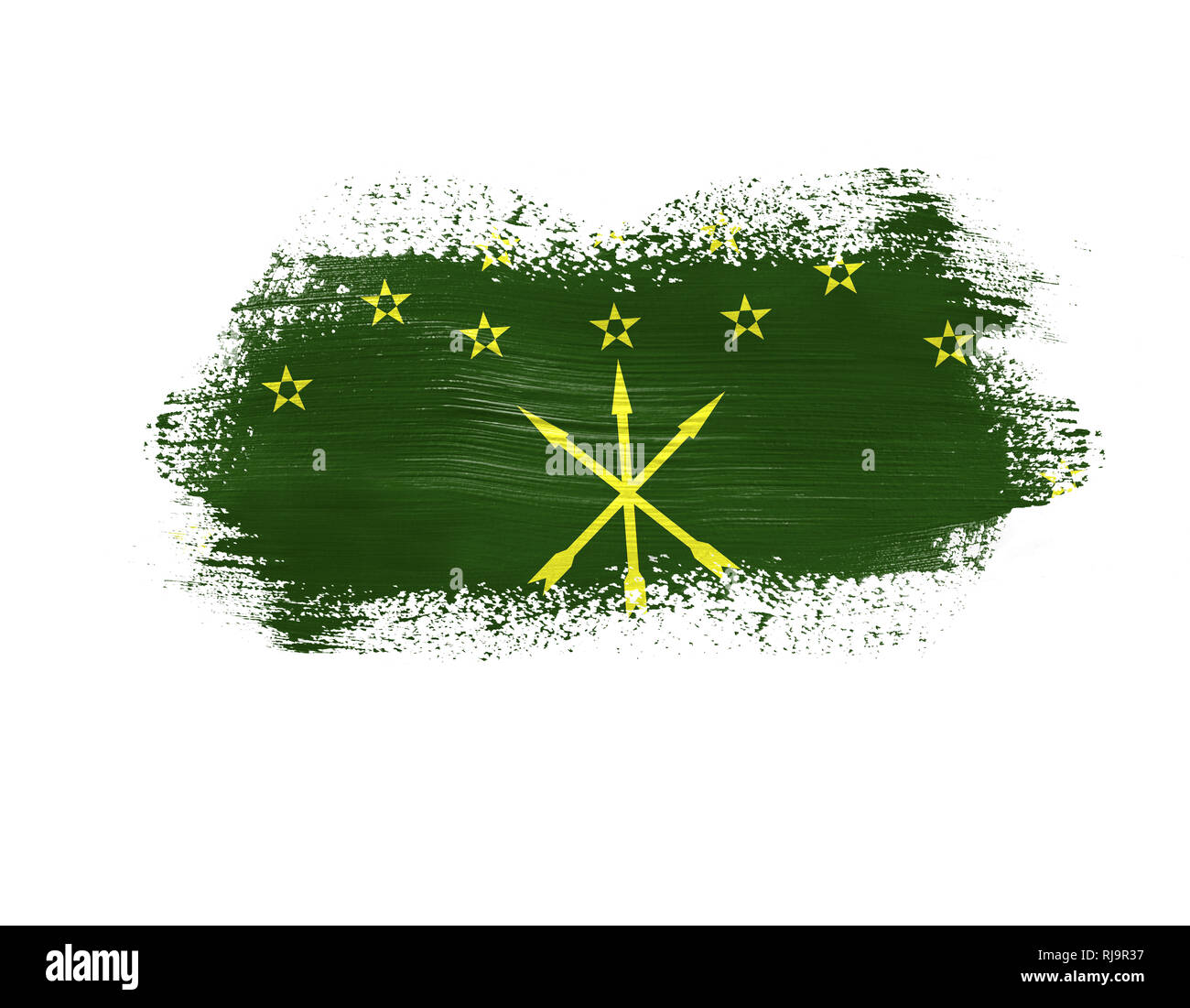 brush painted flag of Adygea isolated on white background Stock Photo ...