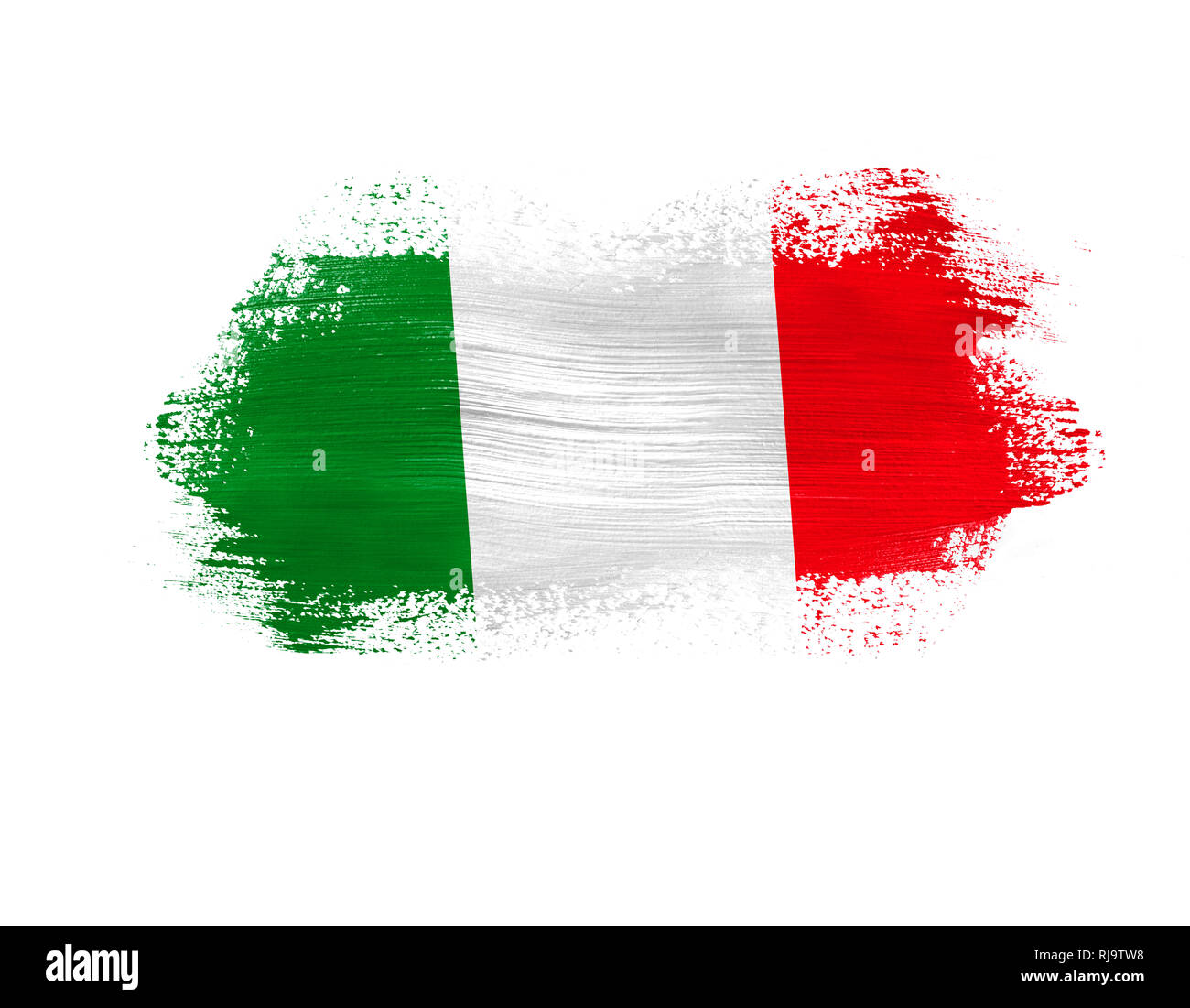 brush painted flag of Italy isolated on white background Stock Photo ...