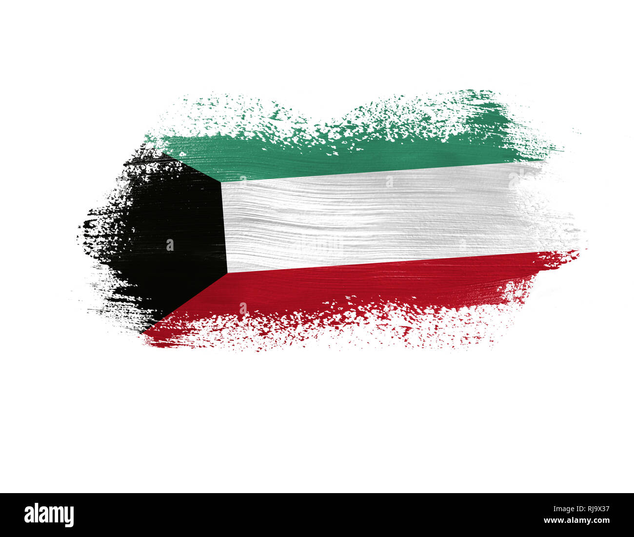 brush painted flag of Kuwait isolated on white background Stock Photo ...