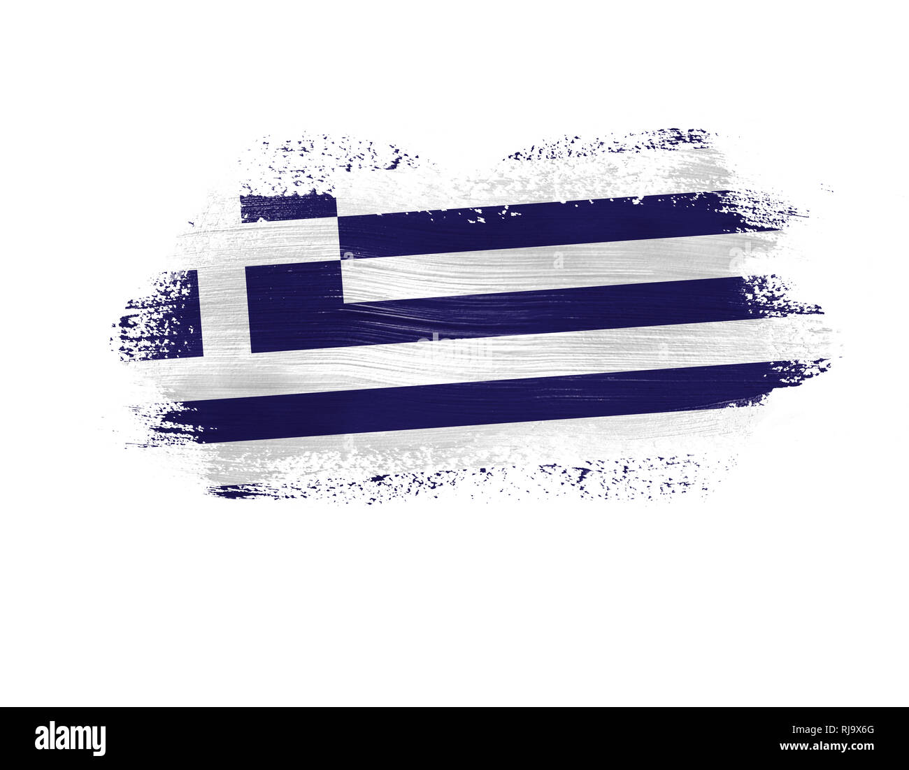 brush painted flag of Greece isolated on white background Stock Photo ...