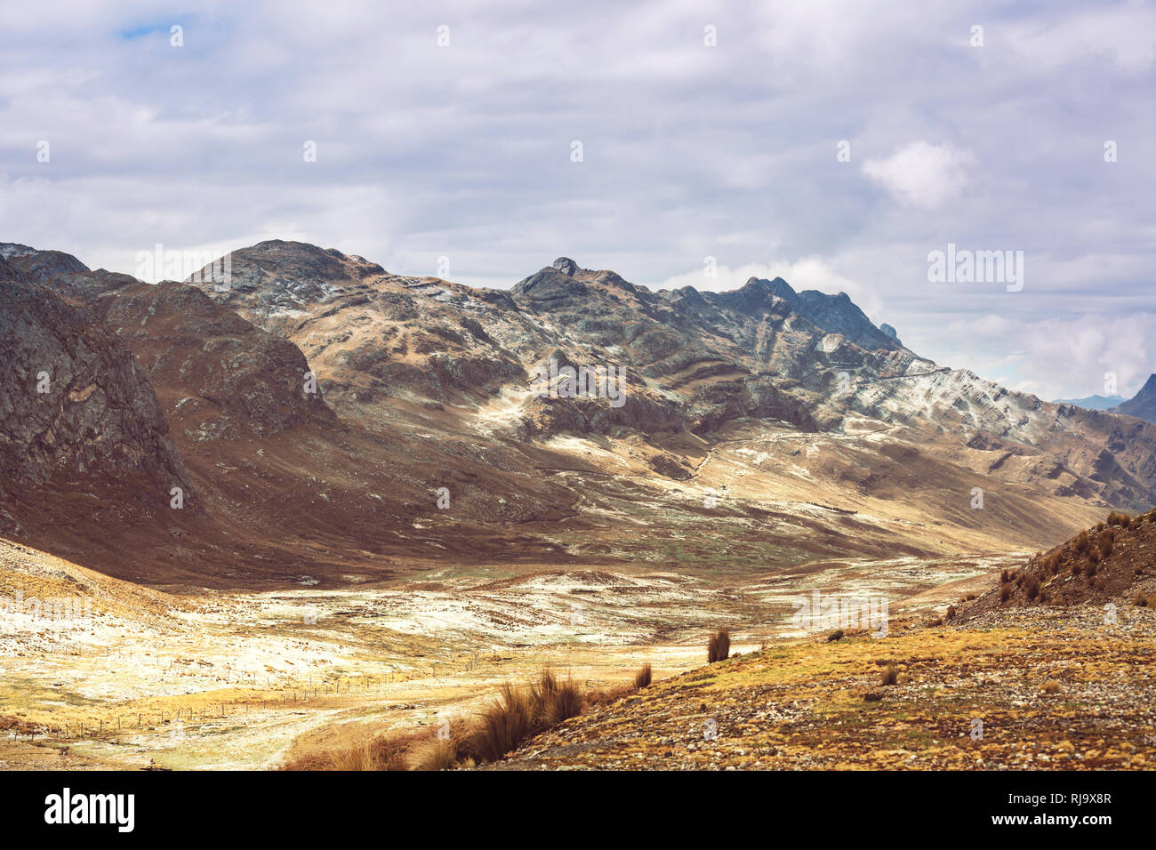 Landscape of snow high mountain in the Andes, near Huaraz, Peru Stock ...