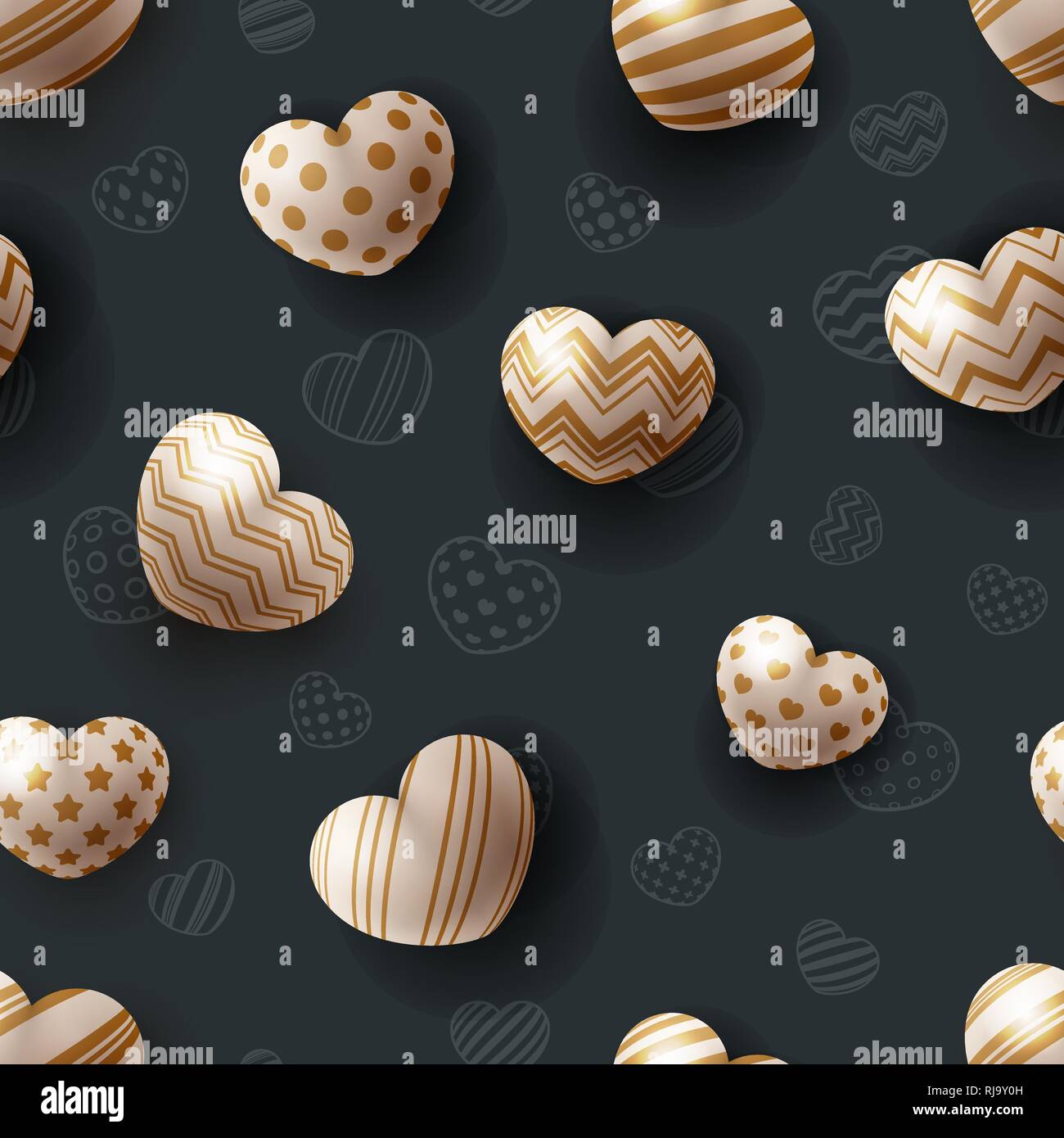 Gold heart seamless pattern Stock Vector Images - Alamy