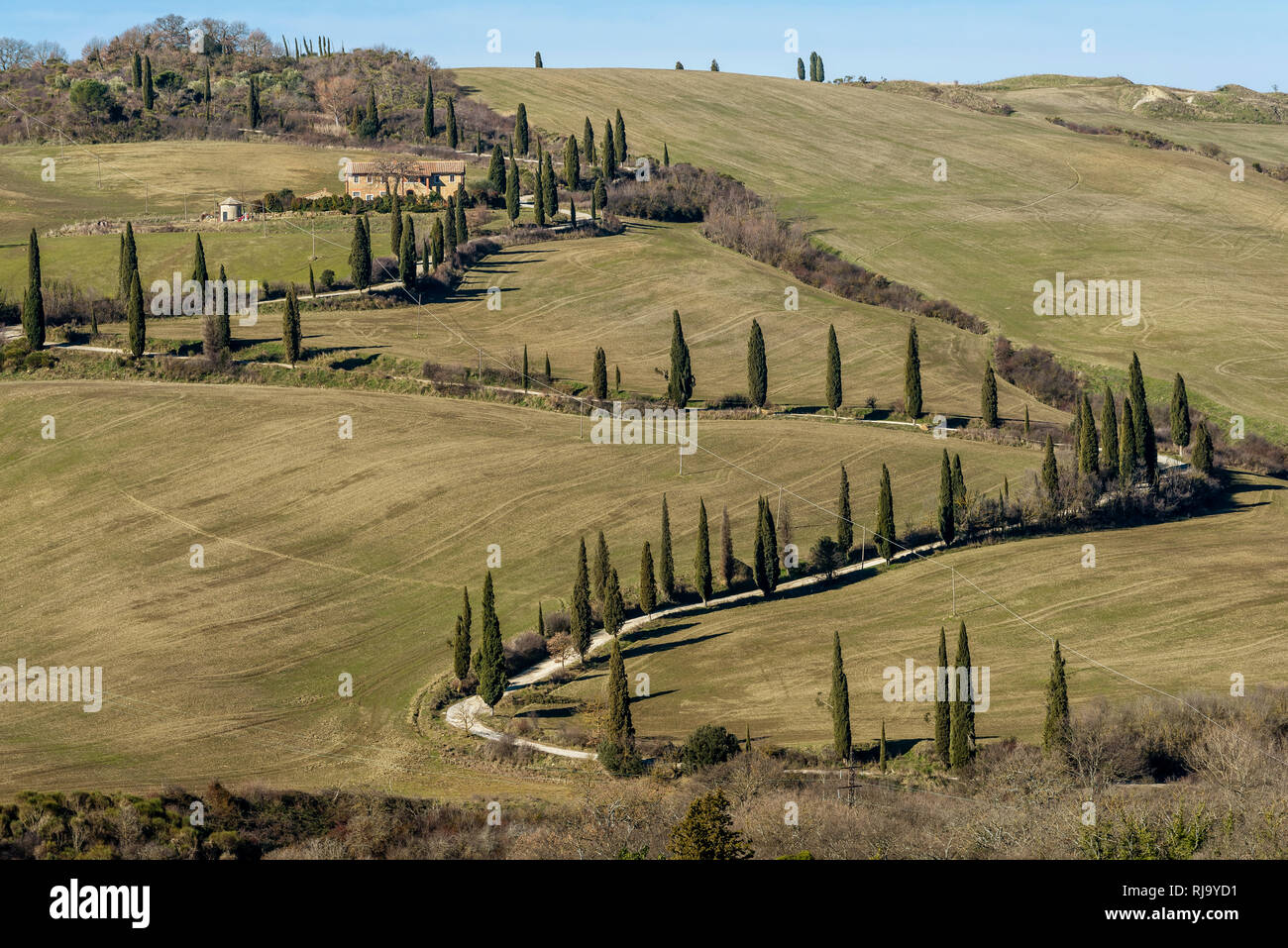 Typical rural landscape of the Tuscan countryside south of Siena, Italy ...