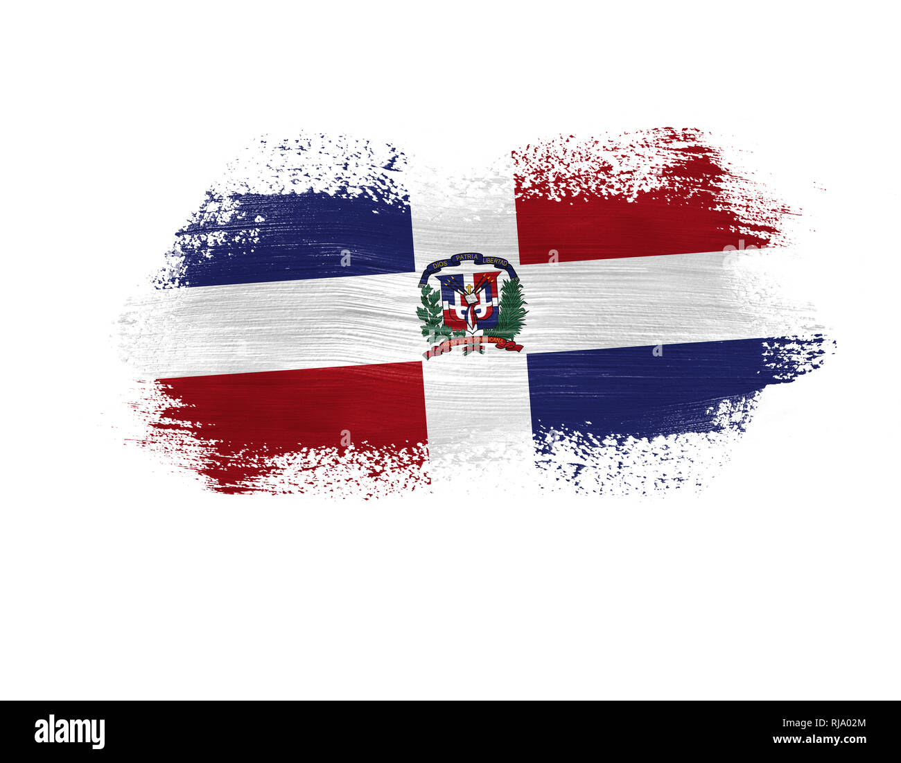 brush painted flag of Dominican Republic isolated on white background ...