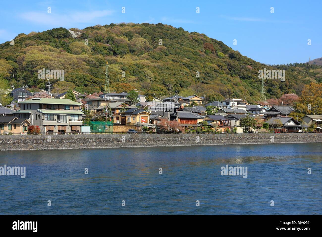 Uji, town in Kyoto prefecture, Japan. View with river Uji Stock Photo ...