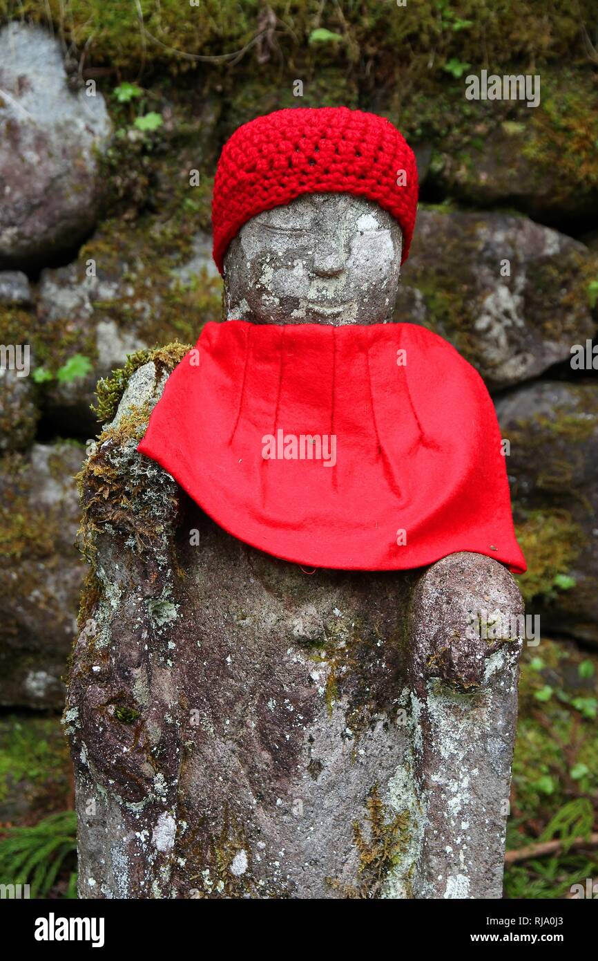 Nikko, Japan - jizo statue at famous Kanmangafuchi. Jizo, also known as ...