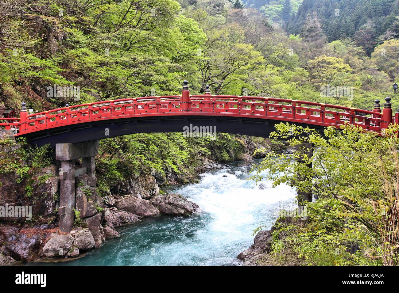 Nikko, Japan - famous red painted sacred bridge. Part of Futarasan shrine Stock Photo - Alamy