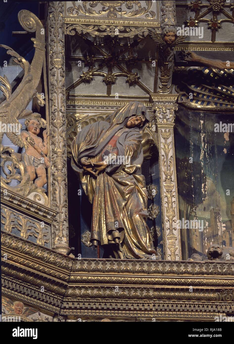 REMATE DEL RETABLO MAYOR - CALVARIO - DETALLE DE LA VIRGEN MARIA ...