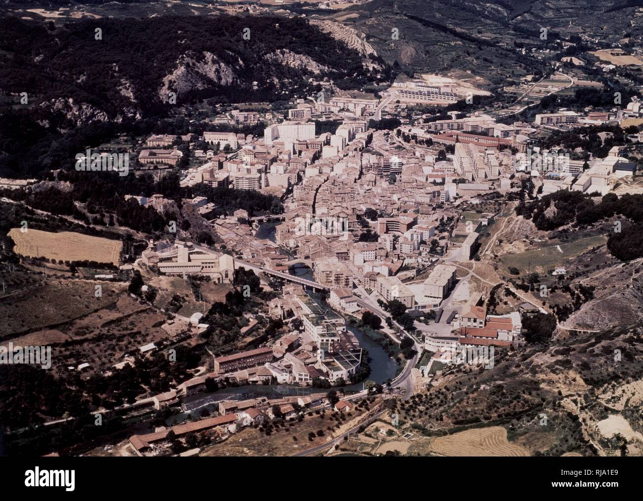VISTA AEREA DEL PUEBLO. Location: EXTERIOR. ESTELLA. SPAIN Stock Photo ...