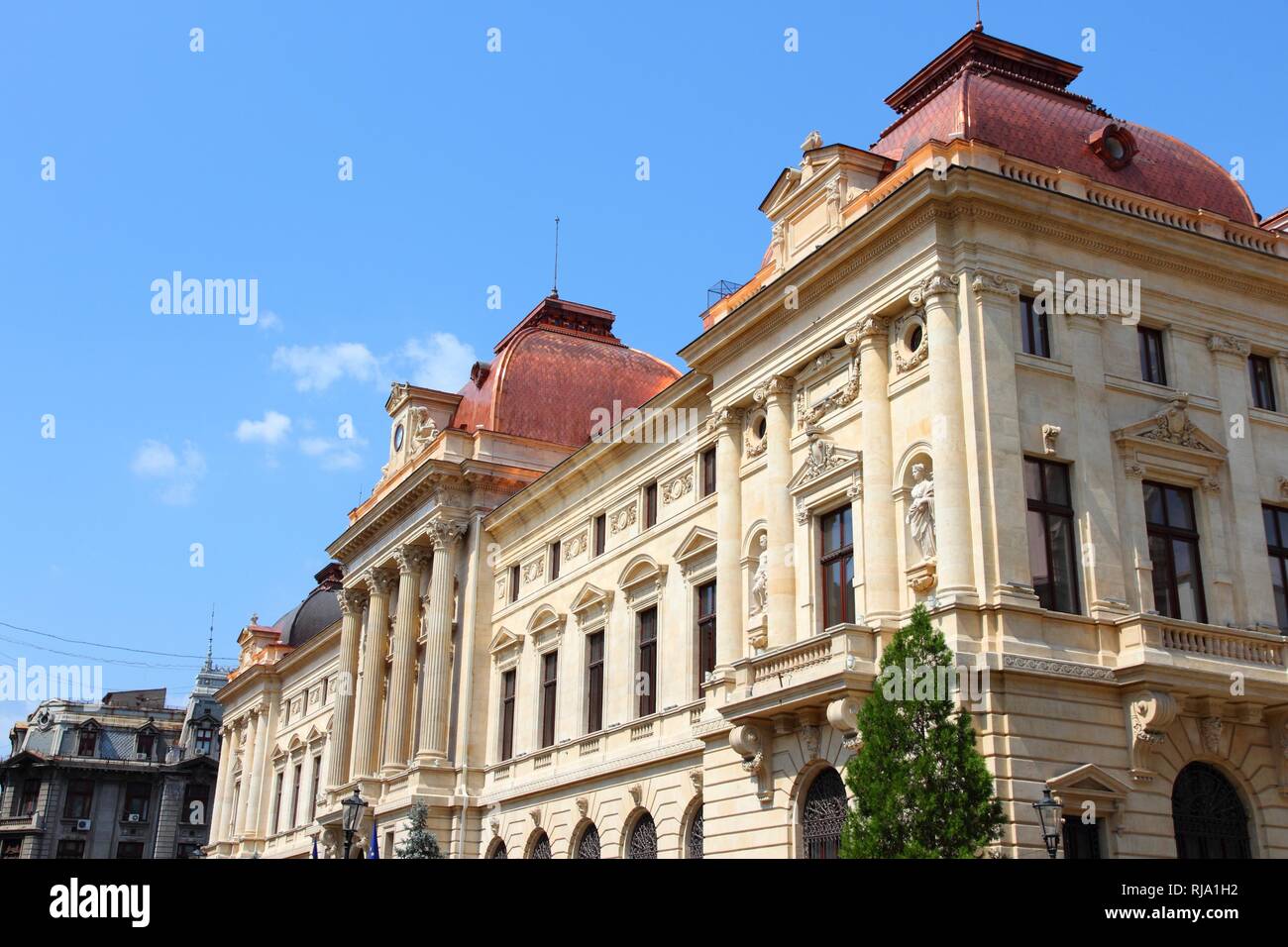 Bucharest, capital city of Romania. Famous National Bank of Romania ...