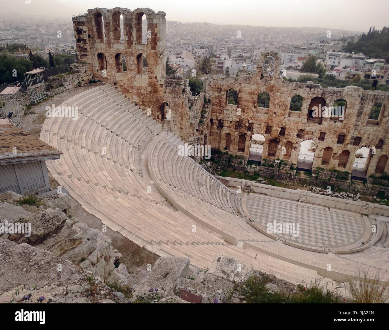 The Odeon of Herodes Atticus, on the southwest slope of the Acropolis ...