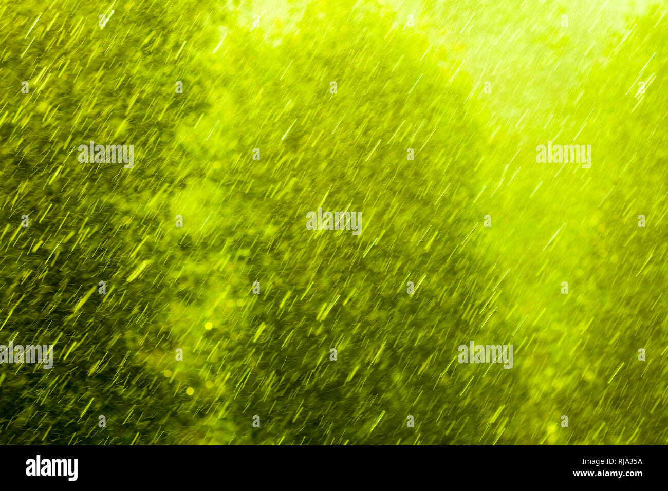 Summer rainy outside window, water drops droplets raindrops on glass windowpane as background ...