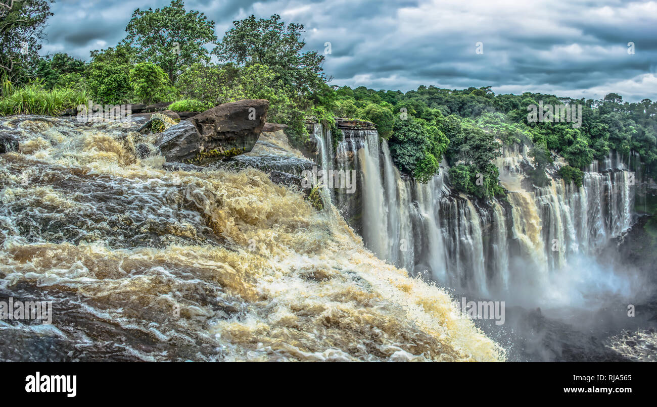 Panoramic view of the Kalandula waterfalls on Lucala river, in Angola ...