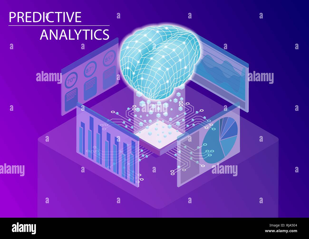 Predictive analytics and business analysis concept. 3d isometric vector ...