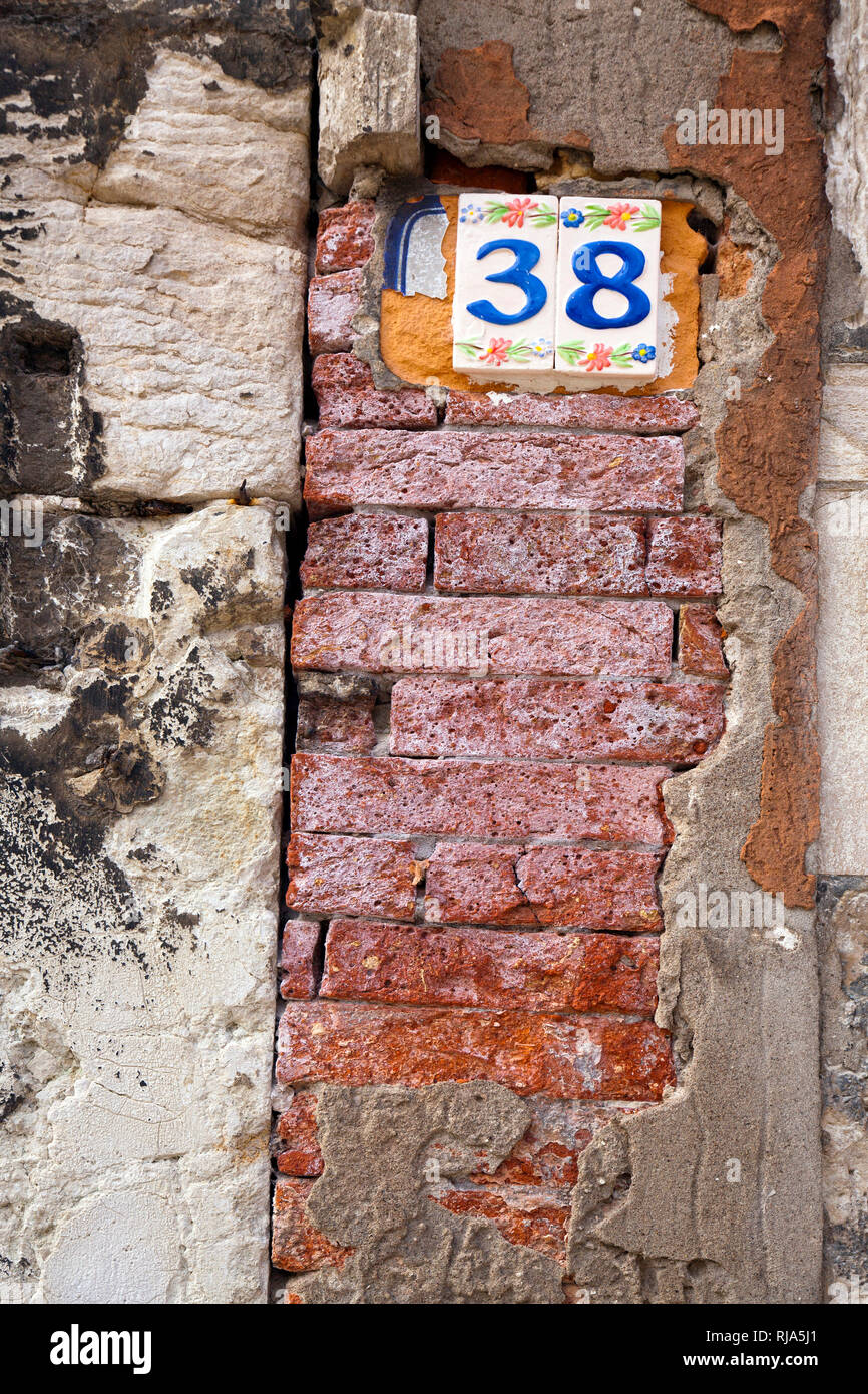 Painted tiles with house number in murano hi-res stock photography and ...