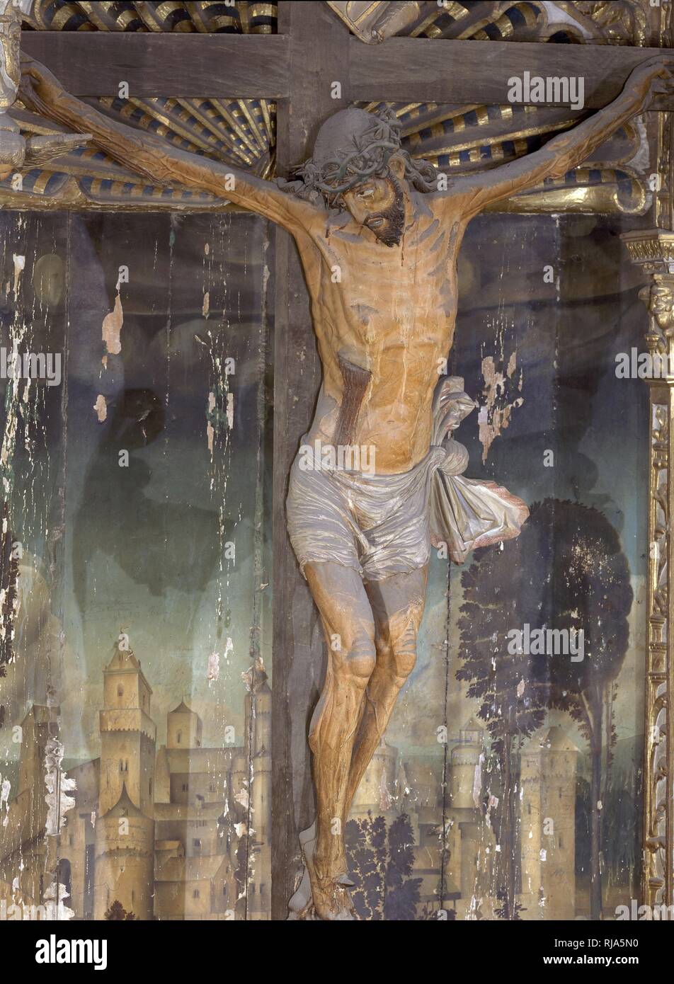 REMATE DEL RETABLO MAYOR - CALVARIO - DETALLE DE CRISTO CRUCIFICADO ...