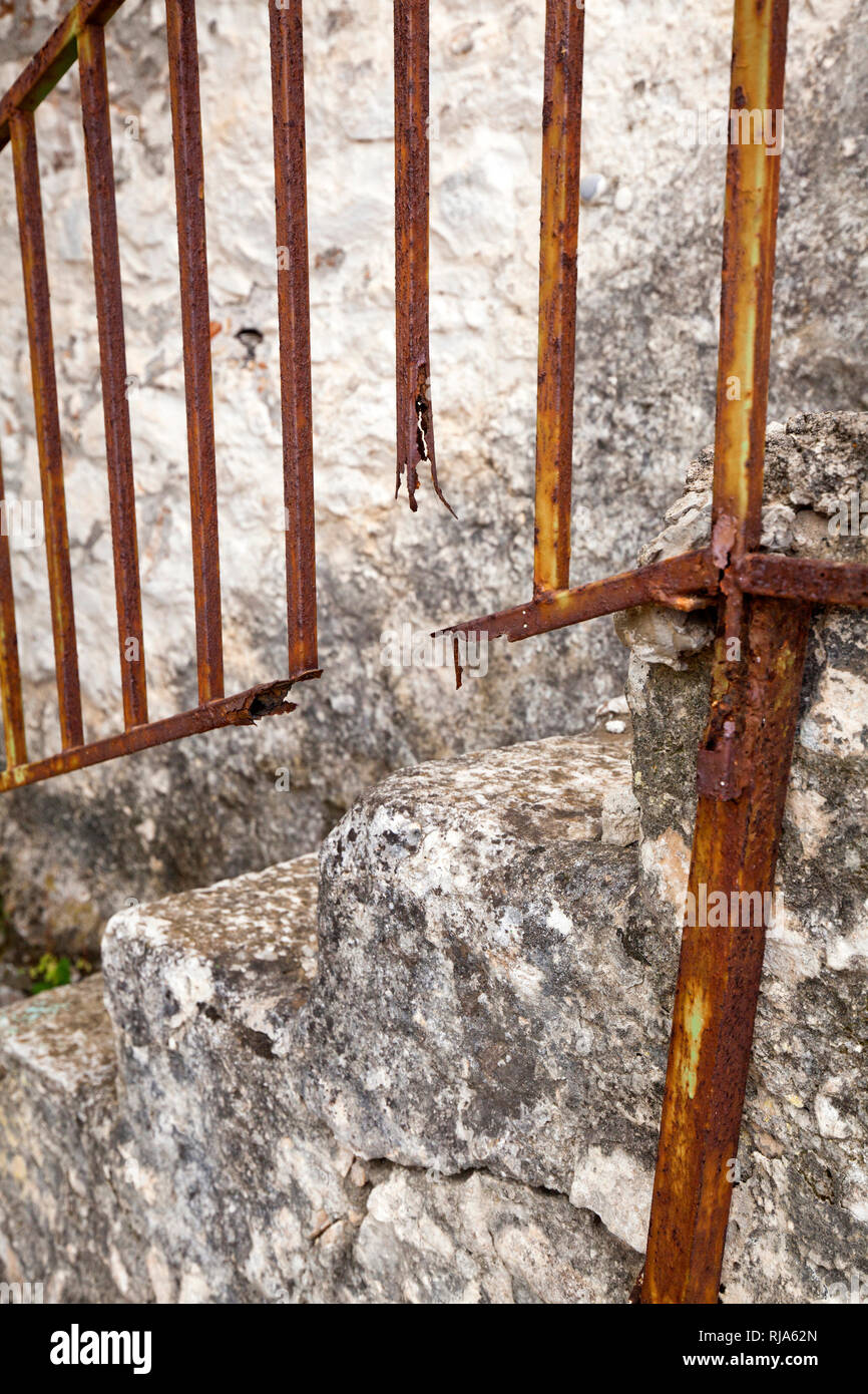 broken rusty stair railing in Greece Stock Photo - Alamy