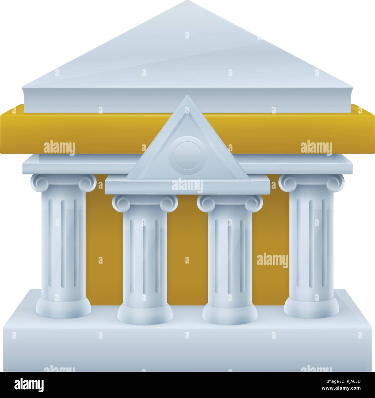 Three dimensional bank building front view on white background ...