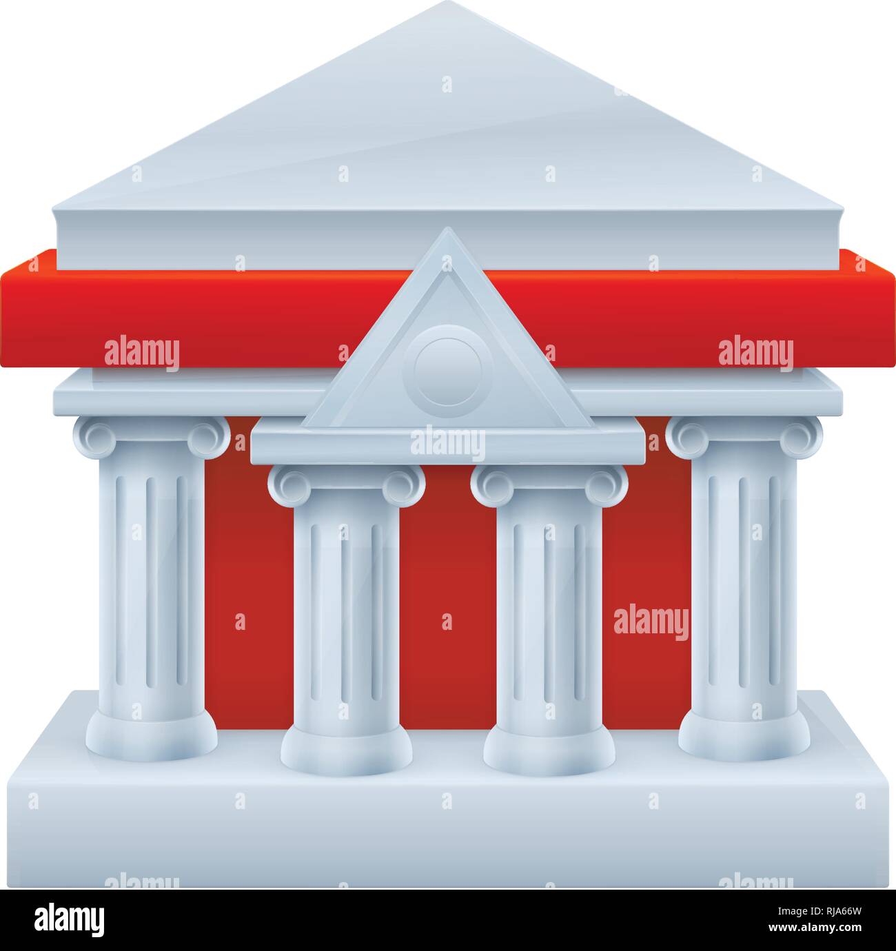Three dimensional bank building front view on white background ...