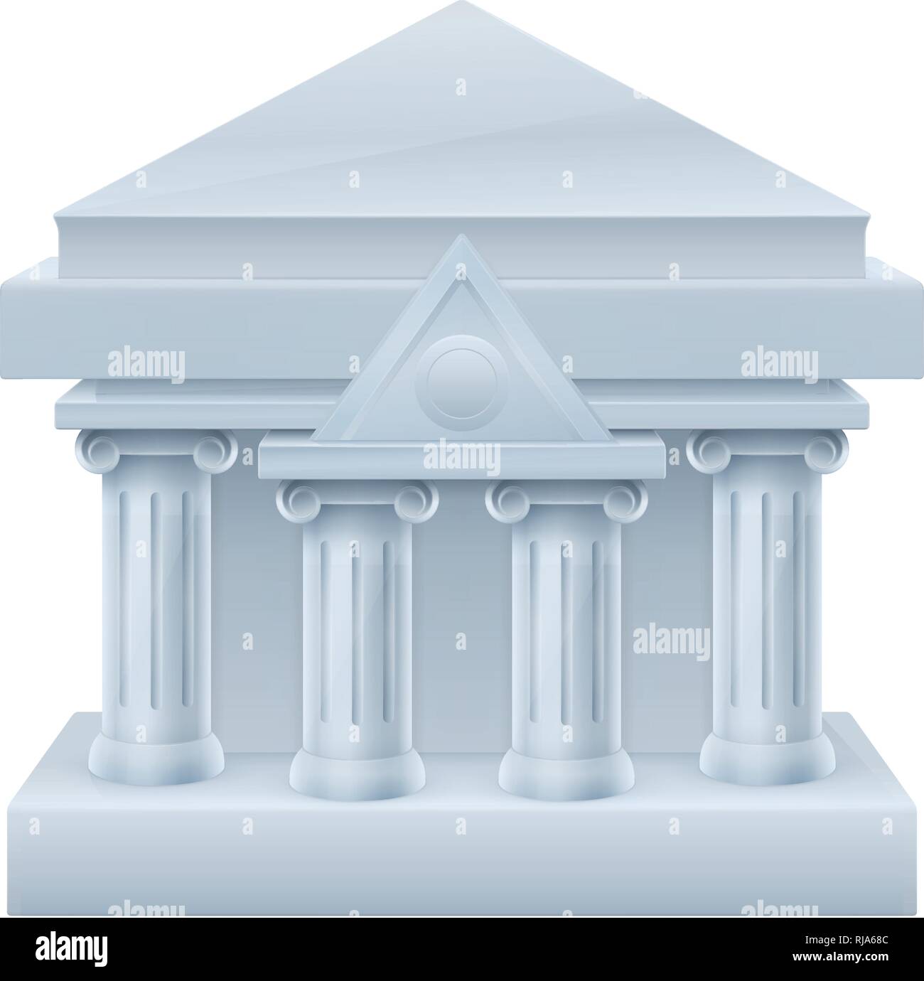 Three dimensional bank building front view on white background ...