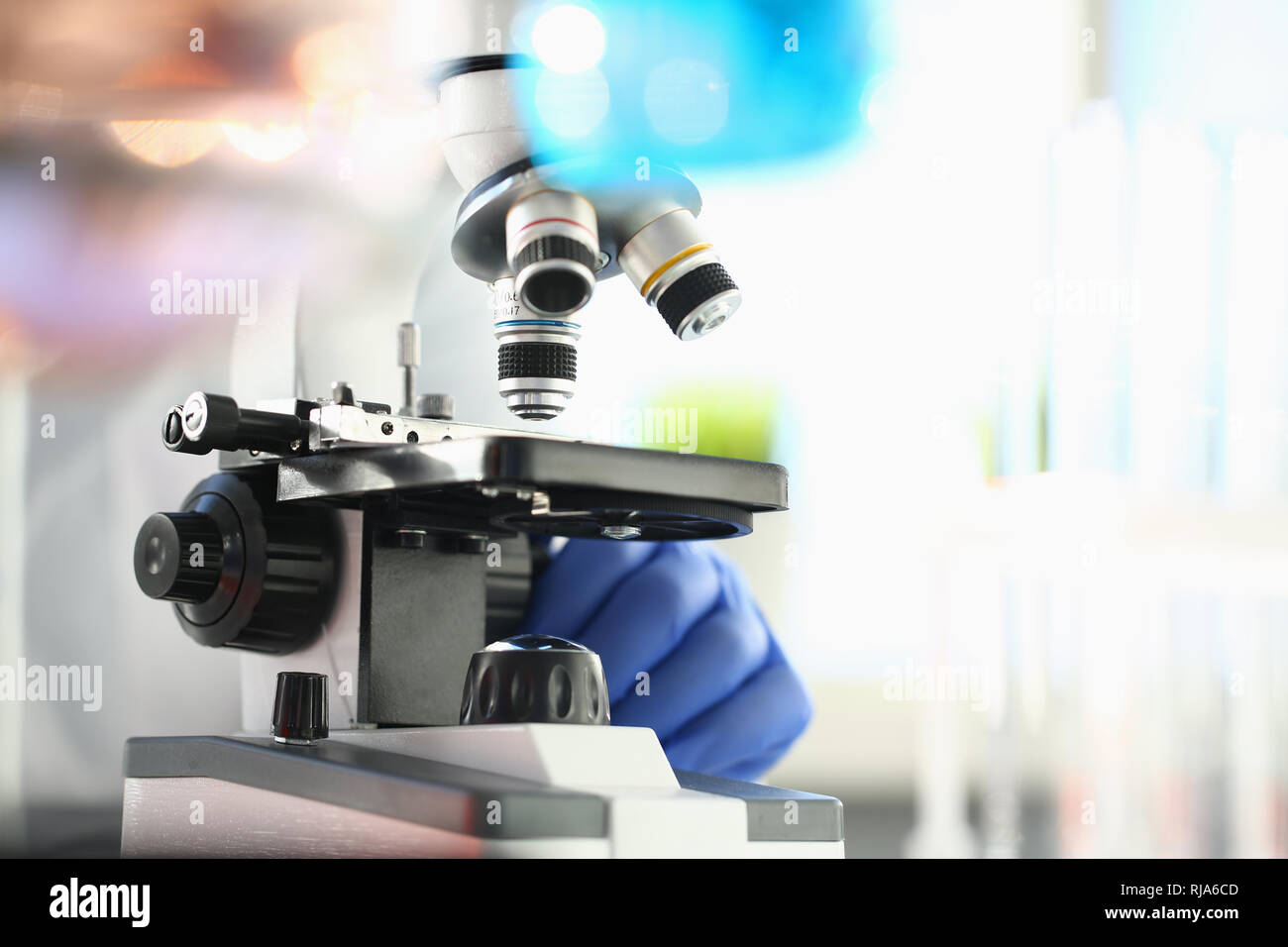 Head microscope on the background laboratory Stock Photo - Alamy