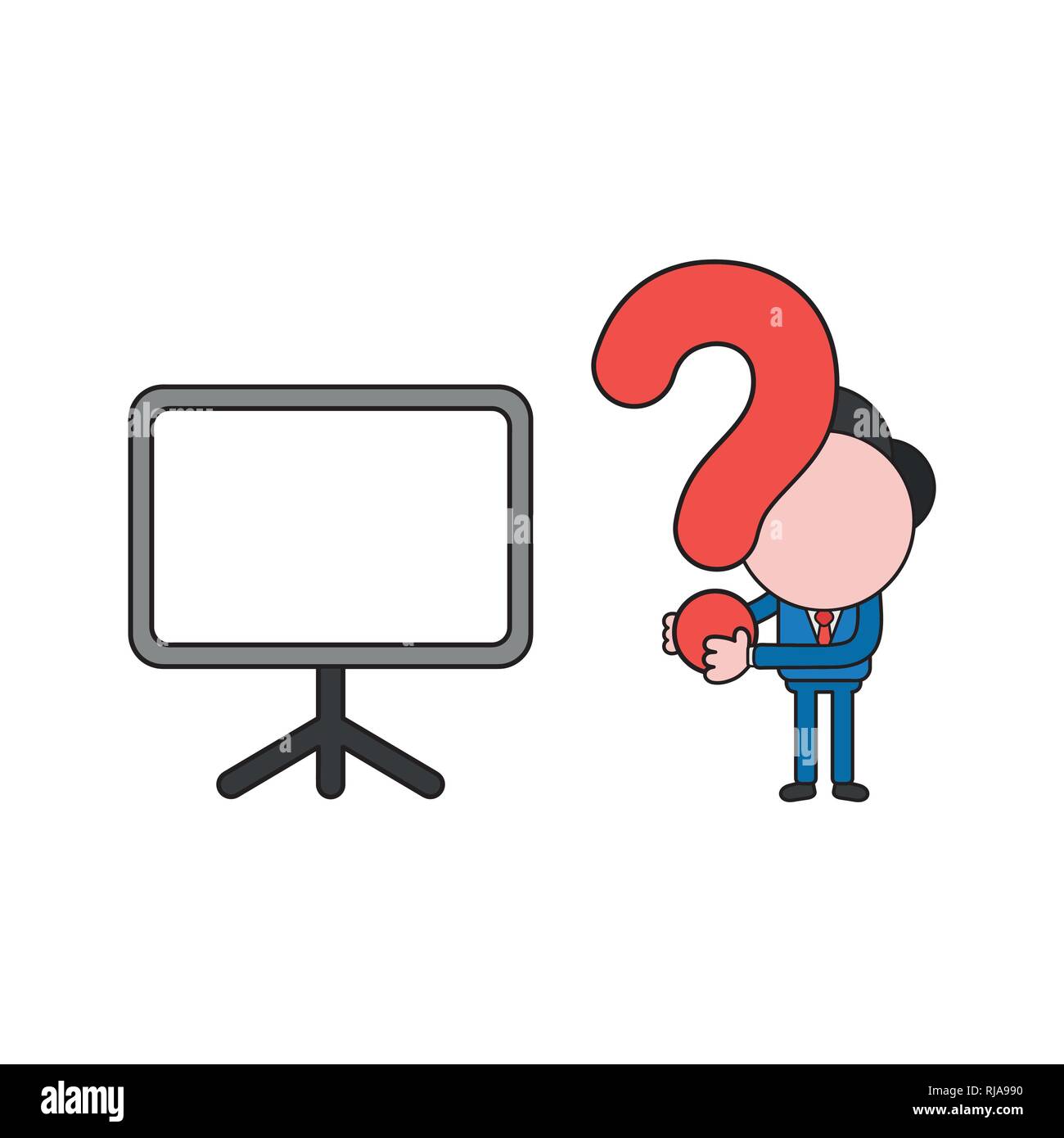 Vector illustration businessman character with blank presentation chart ...
