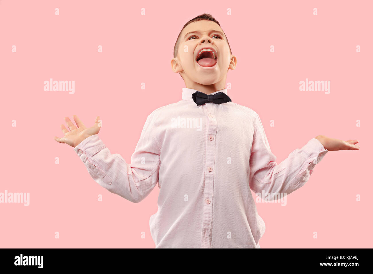 Do not miss. Young casual boy shouting. Shout. Crying emotional teen ...
