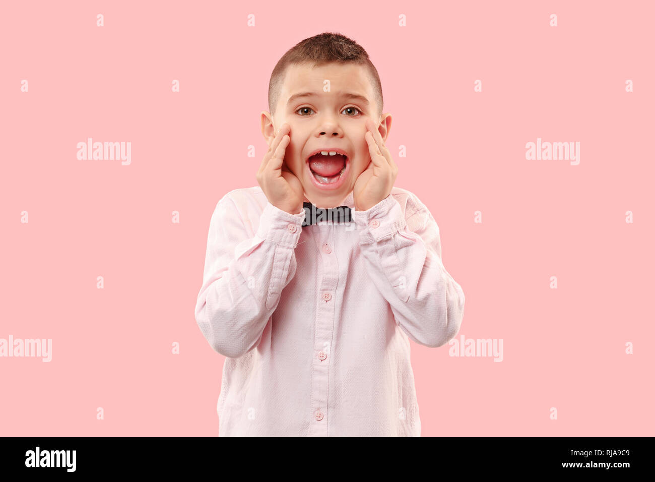 Do not miss. Young casual boy shouting. Shout. Crying emotional teen ...