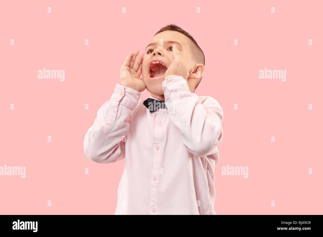 Do not miss. Young casual boy shouting. Shout. Crying emotional teen ...