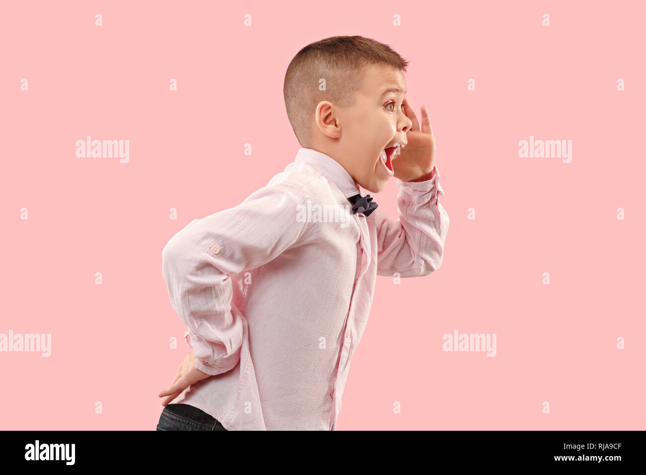 Do not miss. Young casual boy shouting. Shout. Crying emotional teen ...