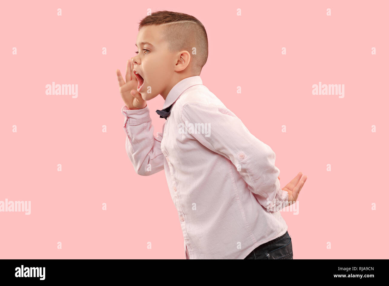 Do not miss. Young casual boy shouting. Shout. Crying emotional teen ...