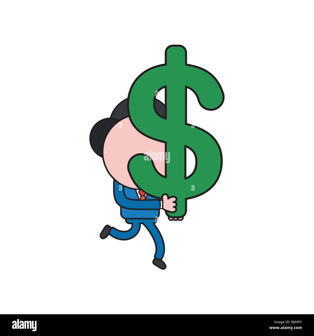Vector illustration businessman character running and carrying dollar ...