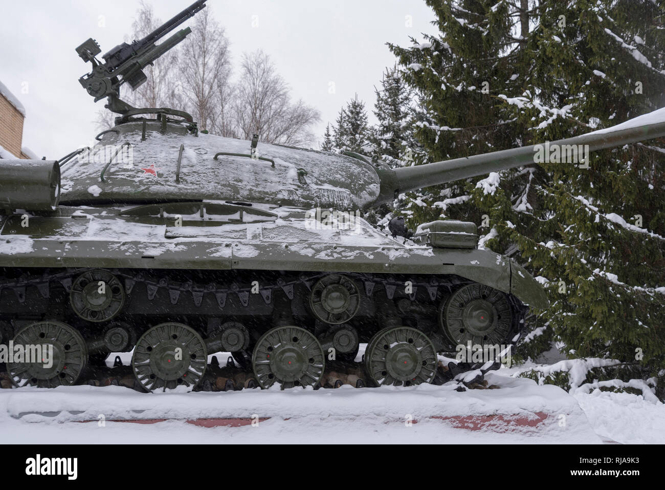 Soviet heavy tank is-3 on a pedestal in the Museum. Soviet equipment of ...