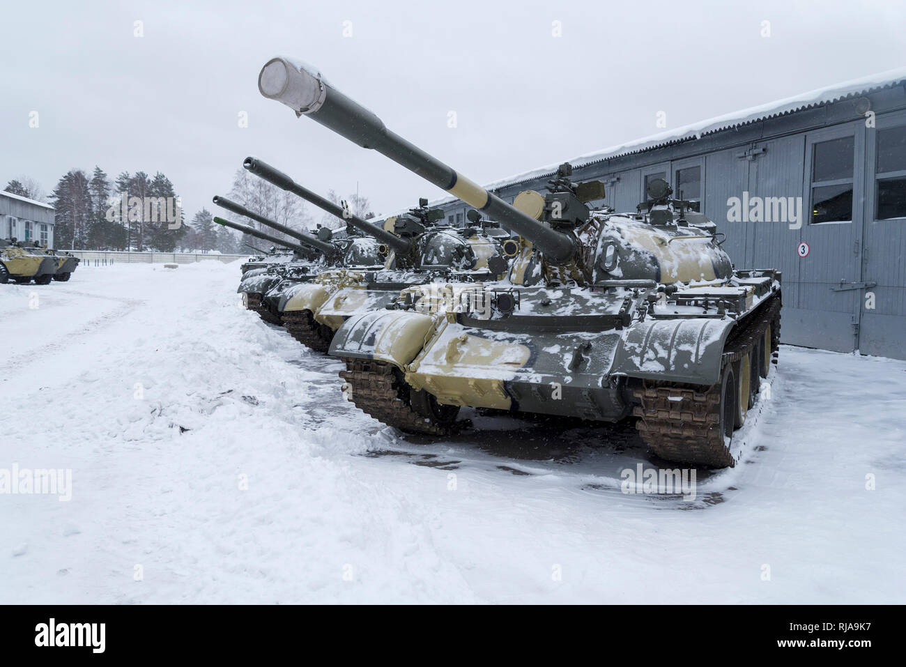 The average Soviet t-55 tank close-up in the Museum. Soviet military ...