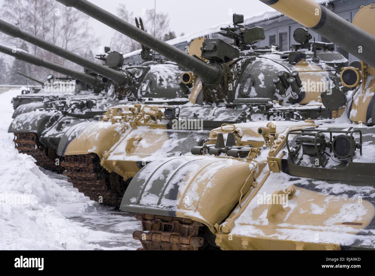 The average Soviet t-55 tank close-up in the Museum. Soviet military ...