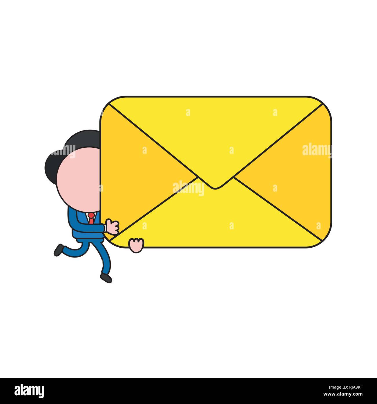 Vector illustration businessman character running and carrying closed ...