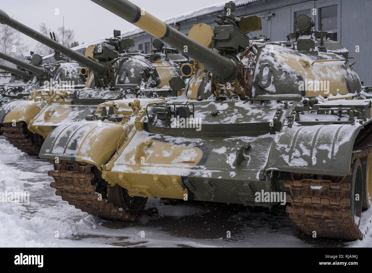The average Soviet t-55 tank close-up in the Museum. Soviet military ...