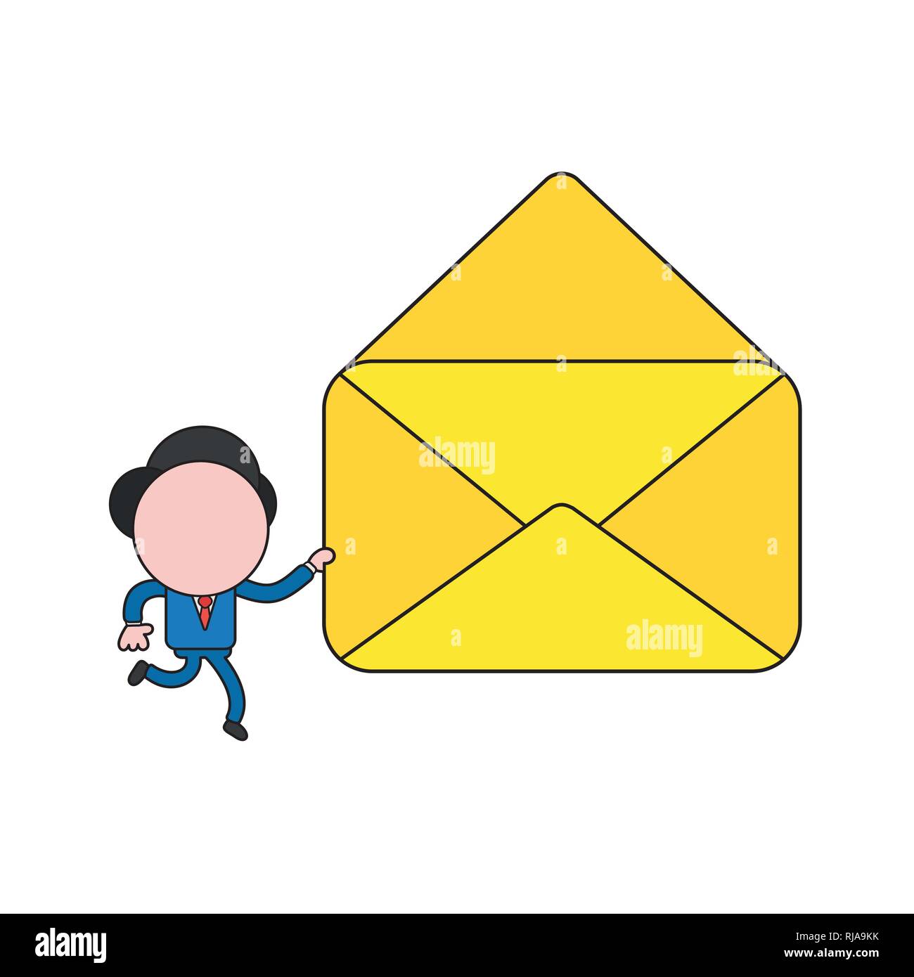 Vector illustration businessman character running and carrying open ...