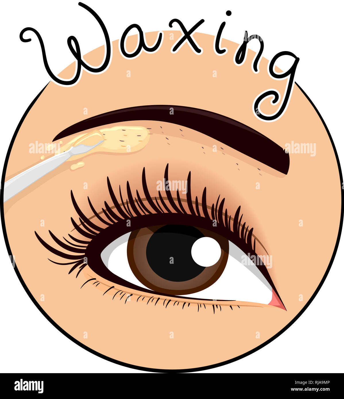 Illustration of Applying Wax Under Eyebrow. Waxing Eyebrow Icon Stock ...