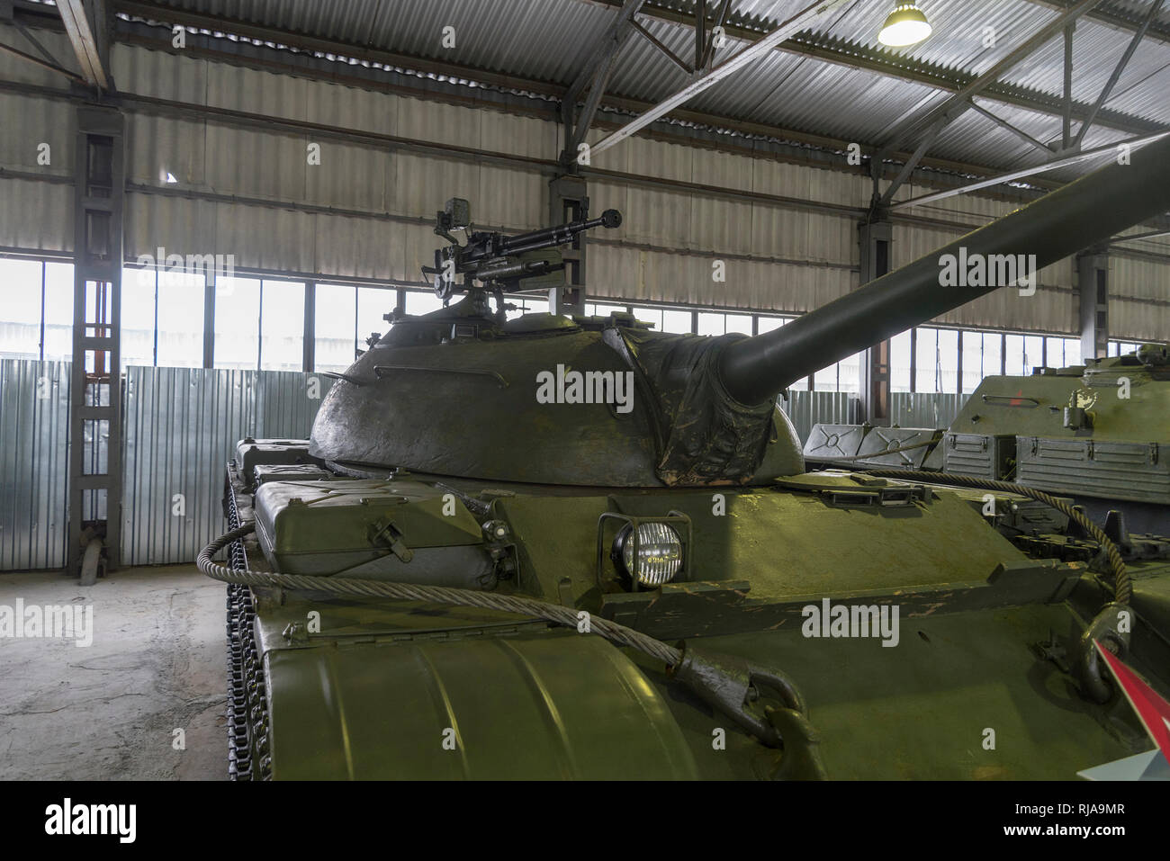 The average Soviet t-55 tank close-up in the Museum. Soviet military ...