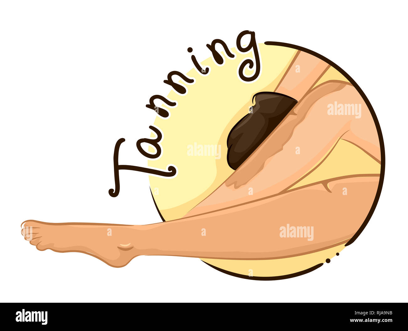 Illustration of a Girl Using Black Mitts and Applying Tanning Lotion on ...